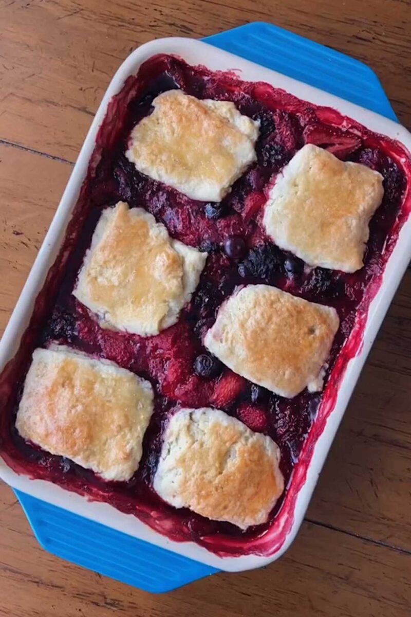 Simple Mixed Berry + Biscuit Cobbler